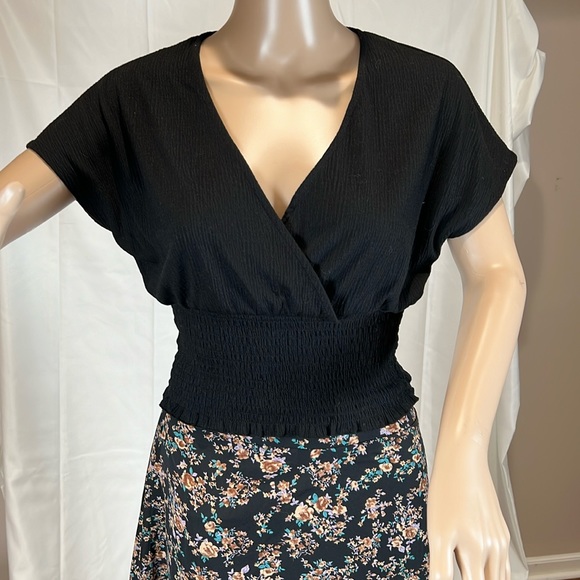 Bar III | Tops | Bar Lll Black Crop Top With Smocked Waistband | Poshmark
